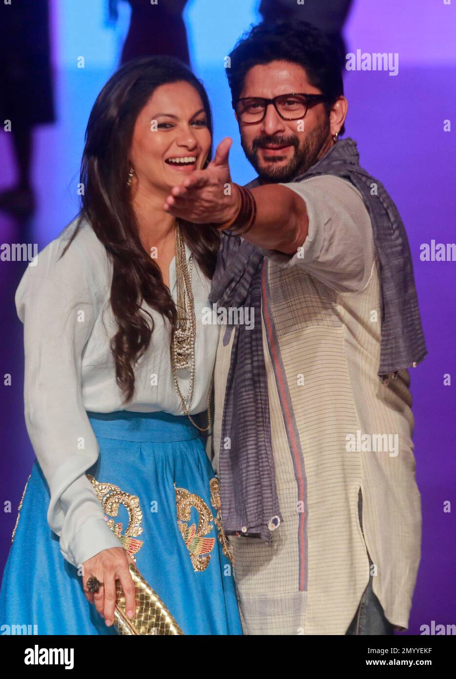 Bollywood actor Arshid Warsi poses with his wife Maria Goretti during ...