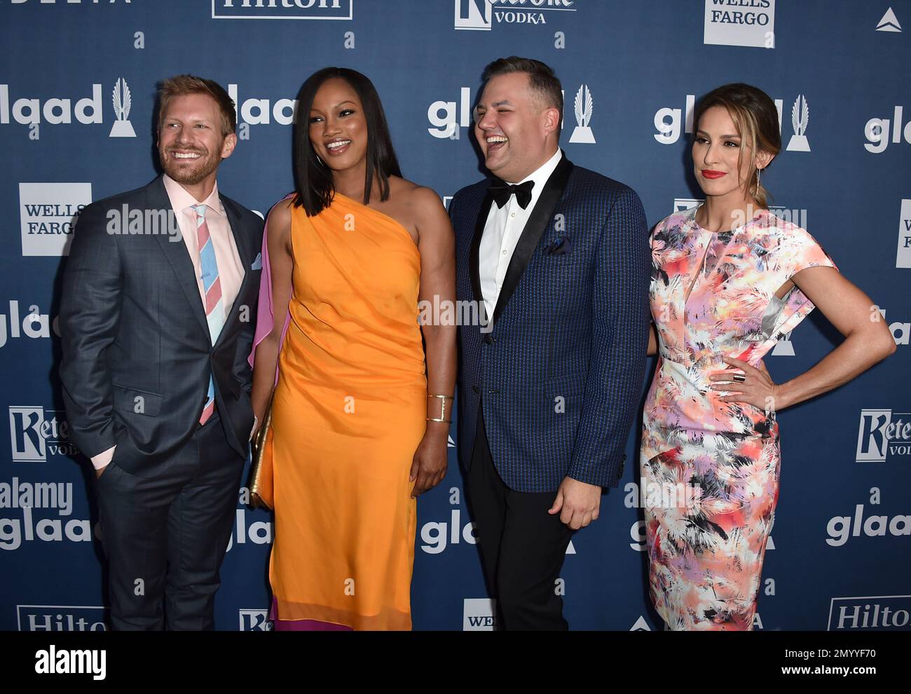 Tanner Thomason, from left, Garcelle Beauvais, Ross Mathews and Kristen ...