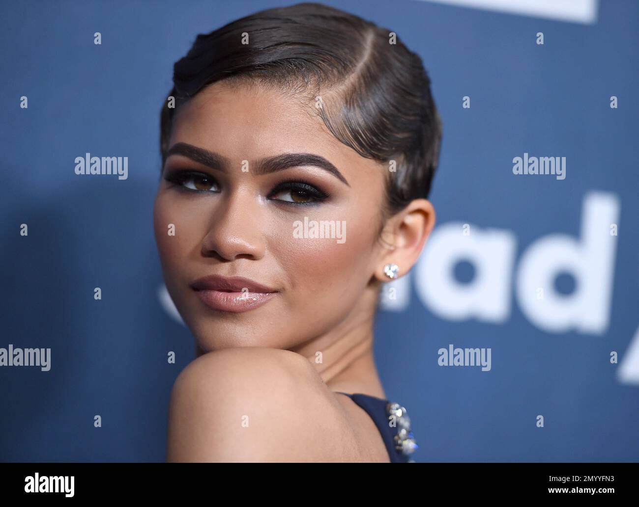 Zendaya arrives at the 27th Annual GLAAD Media Awards at the Beverly ...