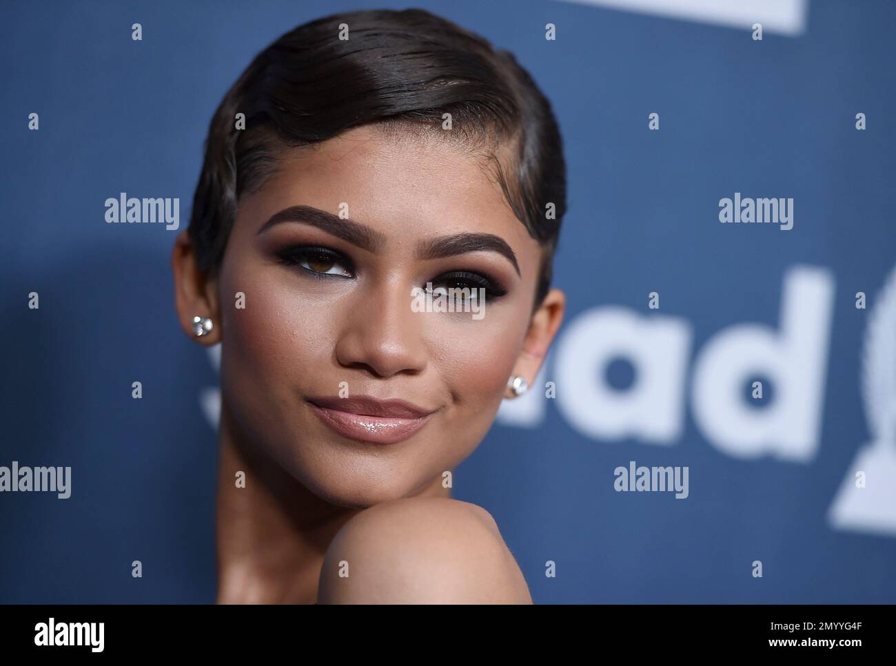 Zendaya arrives at the 27th Annual GLAAD Media Awards at the Beverly ...