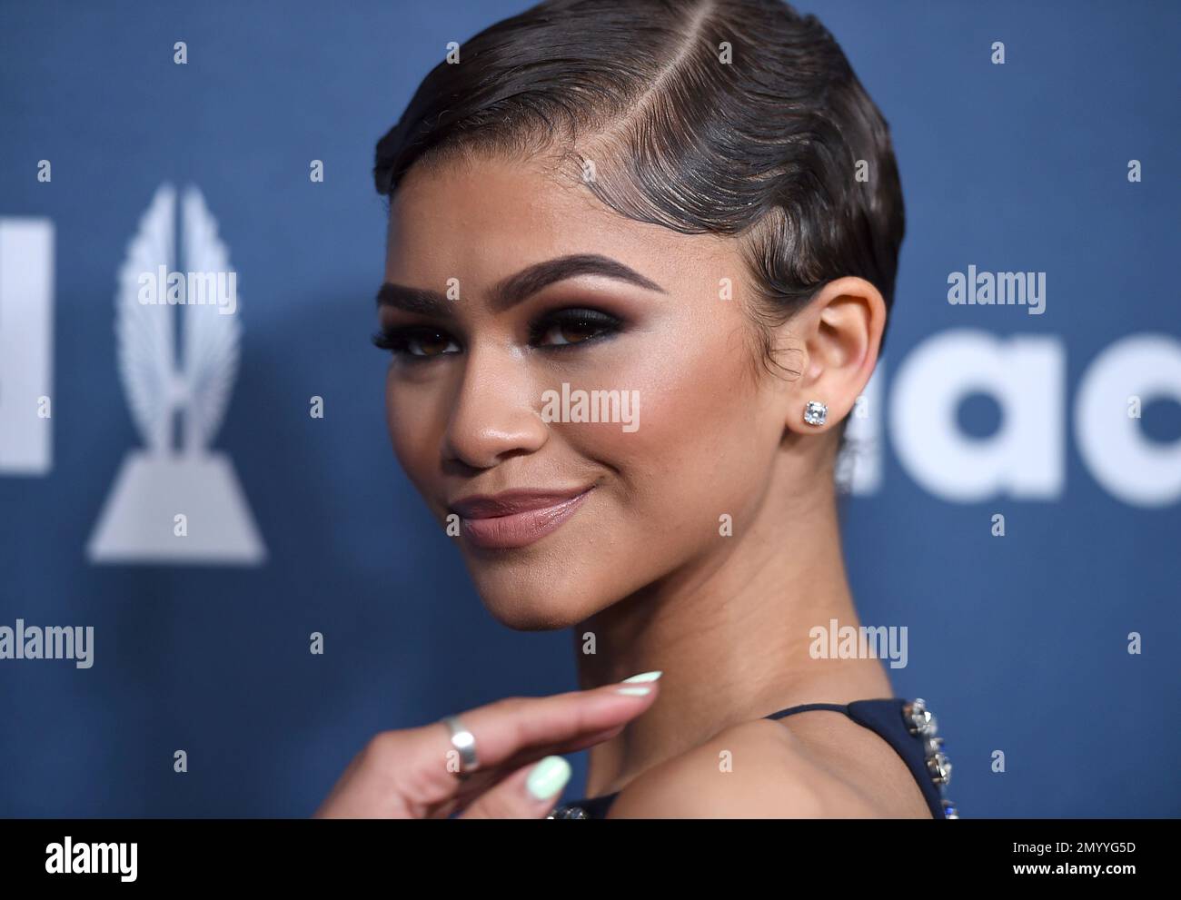 Zendaya arrives at the 27th Annual GLAAD Media Awards at the Beverly ...