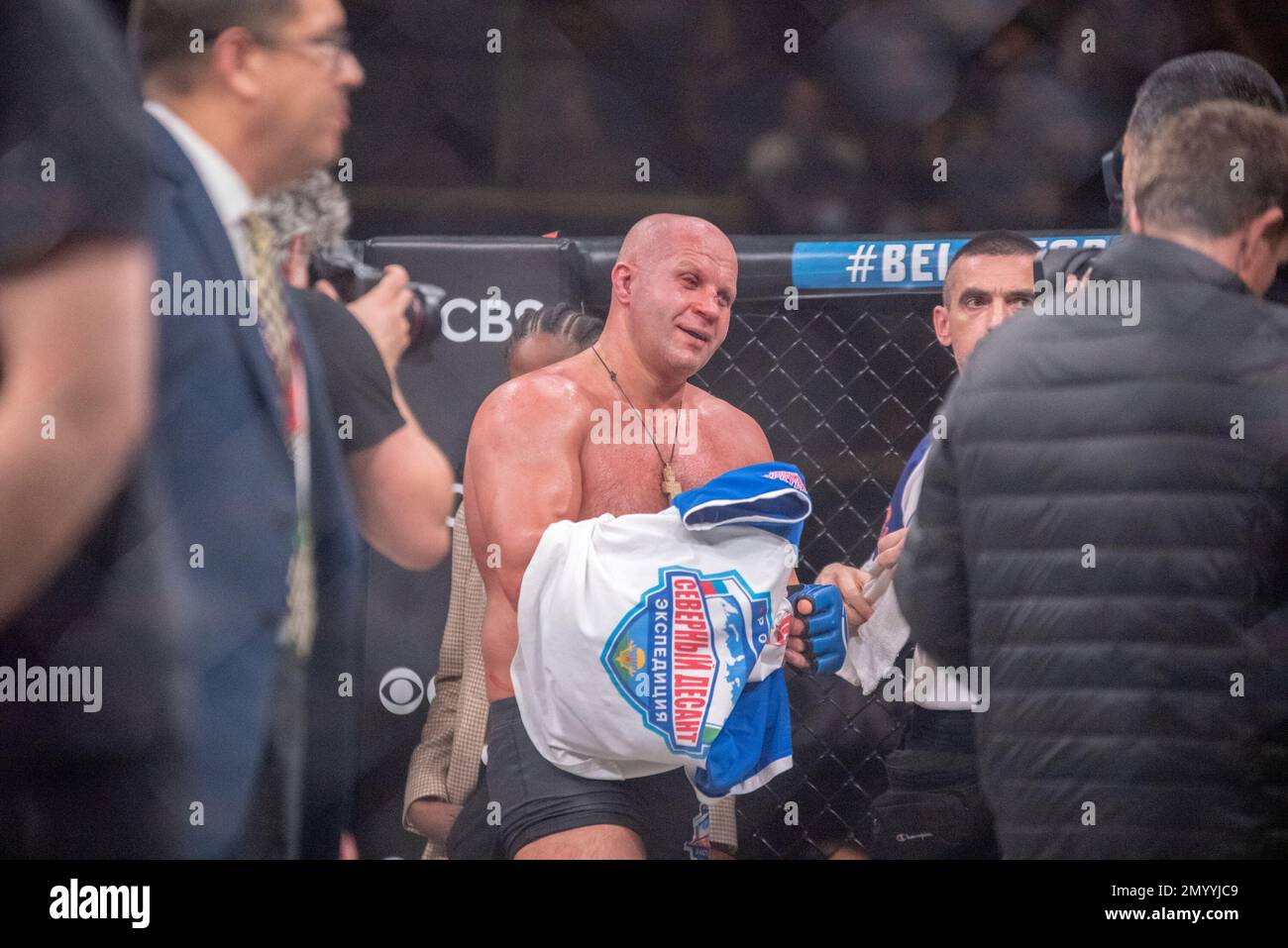 LOS ANGELES, CA - FEBRUARY 4: Fedor Emelianenko reacts after his lost ...