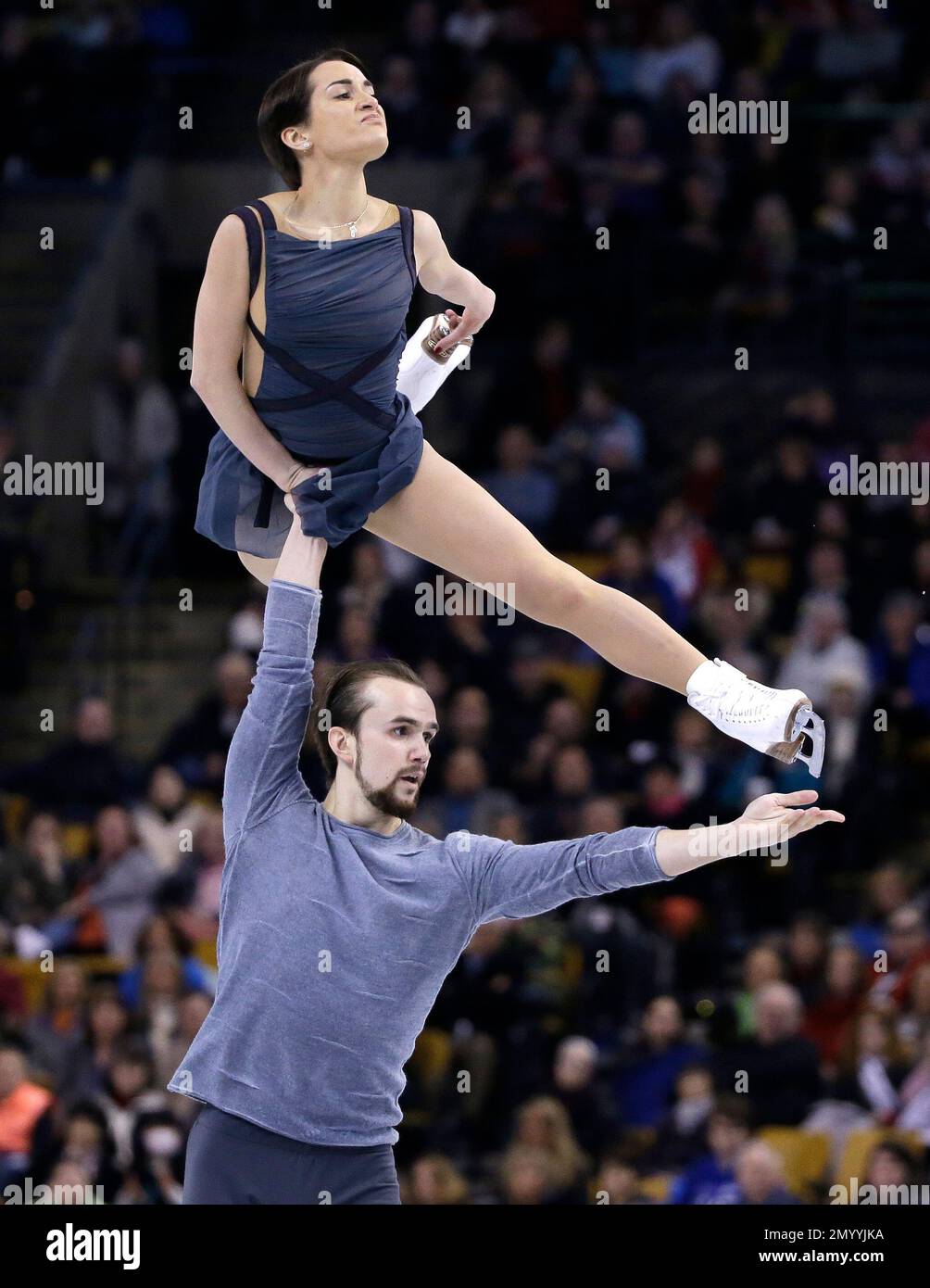 Ksenia Stolbova and Fedor Klimov, of Russia, compete during the pairs free skate in the World ...