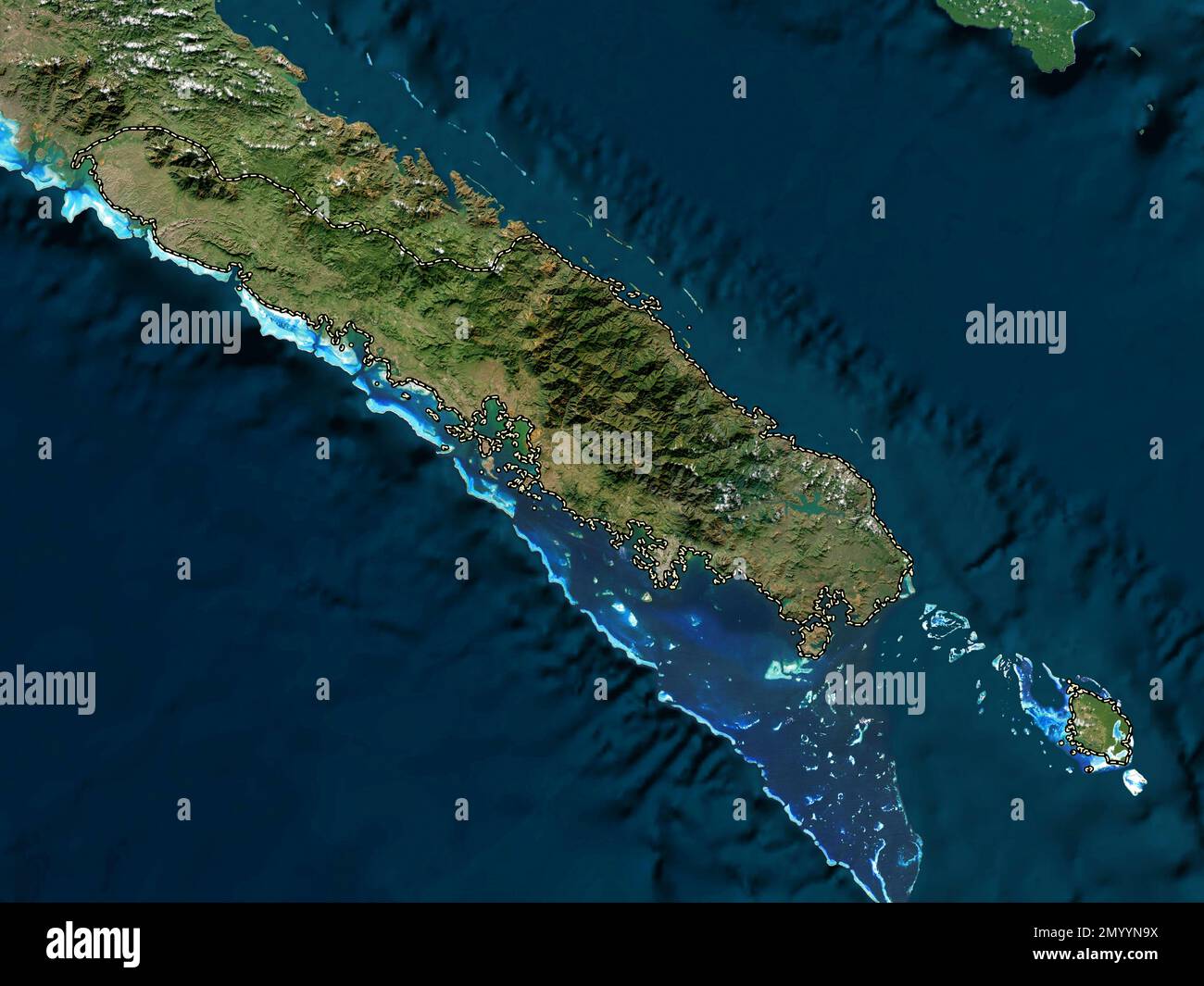 Sud, province of New Caledonia. High resolution satellite map Stock ...