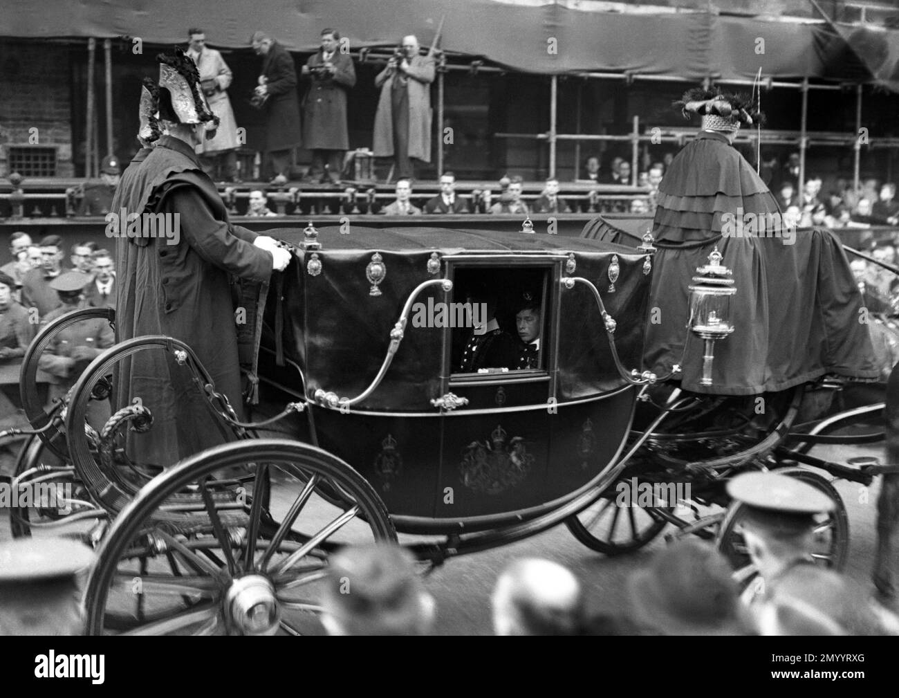 Viscount Lascelles and his brother Gerald seen in their coach during ...