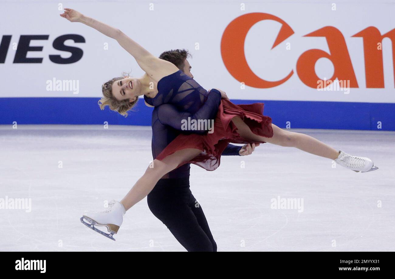 Gabriella Papadakis and Guillaume Cizeron, of France, compete during ...