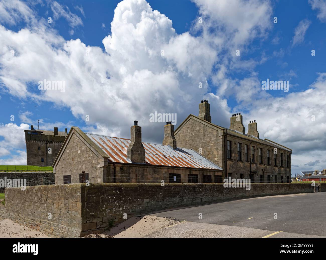 The Submarine Miners Terraced cottages in front of the fortified ...