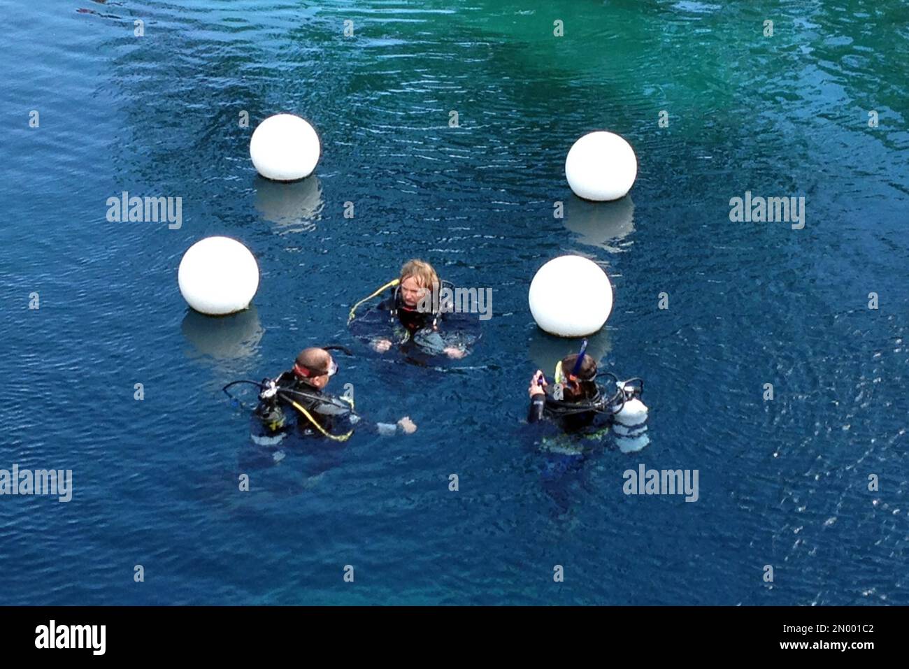 FILE - This June 6, 2015 file photo shows divers at Blue Hole State ...
