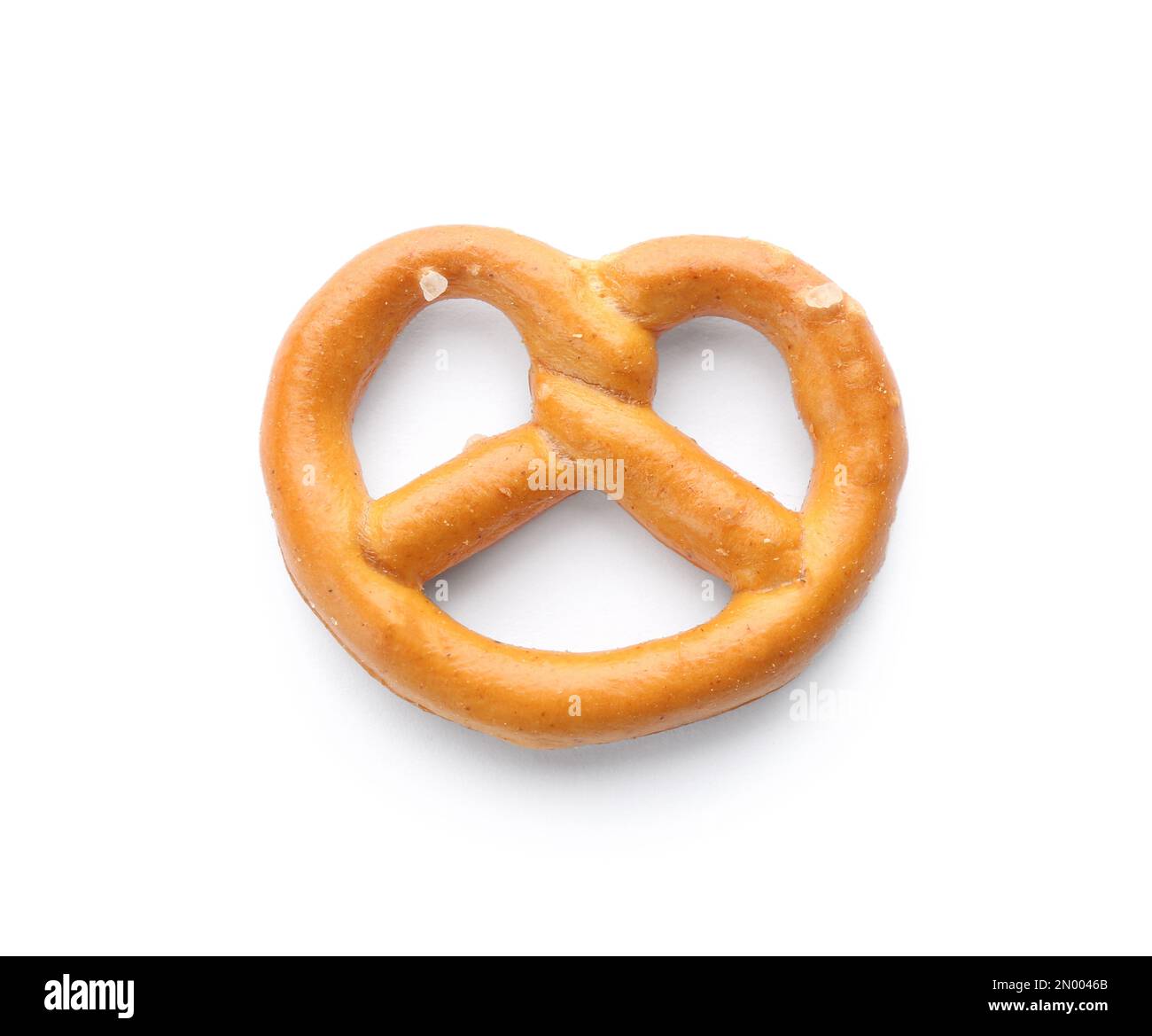 Delicious crispy pretzel cracker isolated on white, top view Stock ...