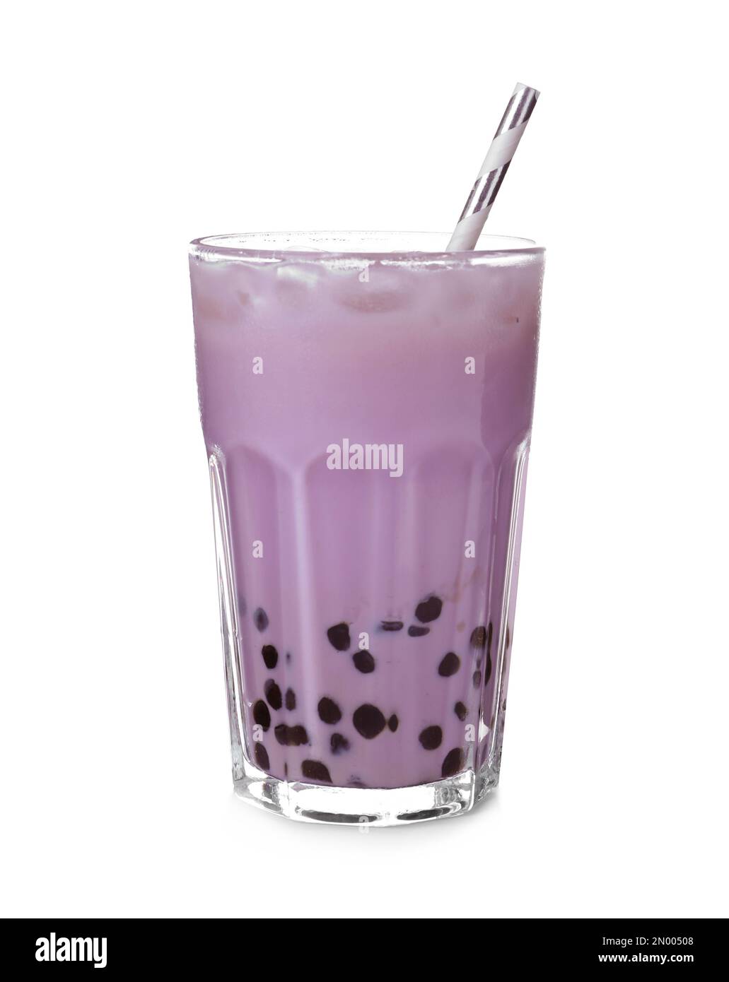 Bubble milk tea with tapioca balls in glass isolated on white Stock ...