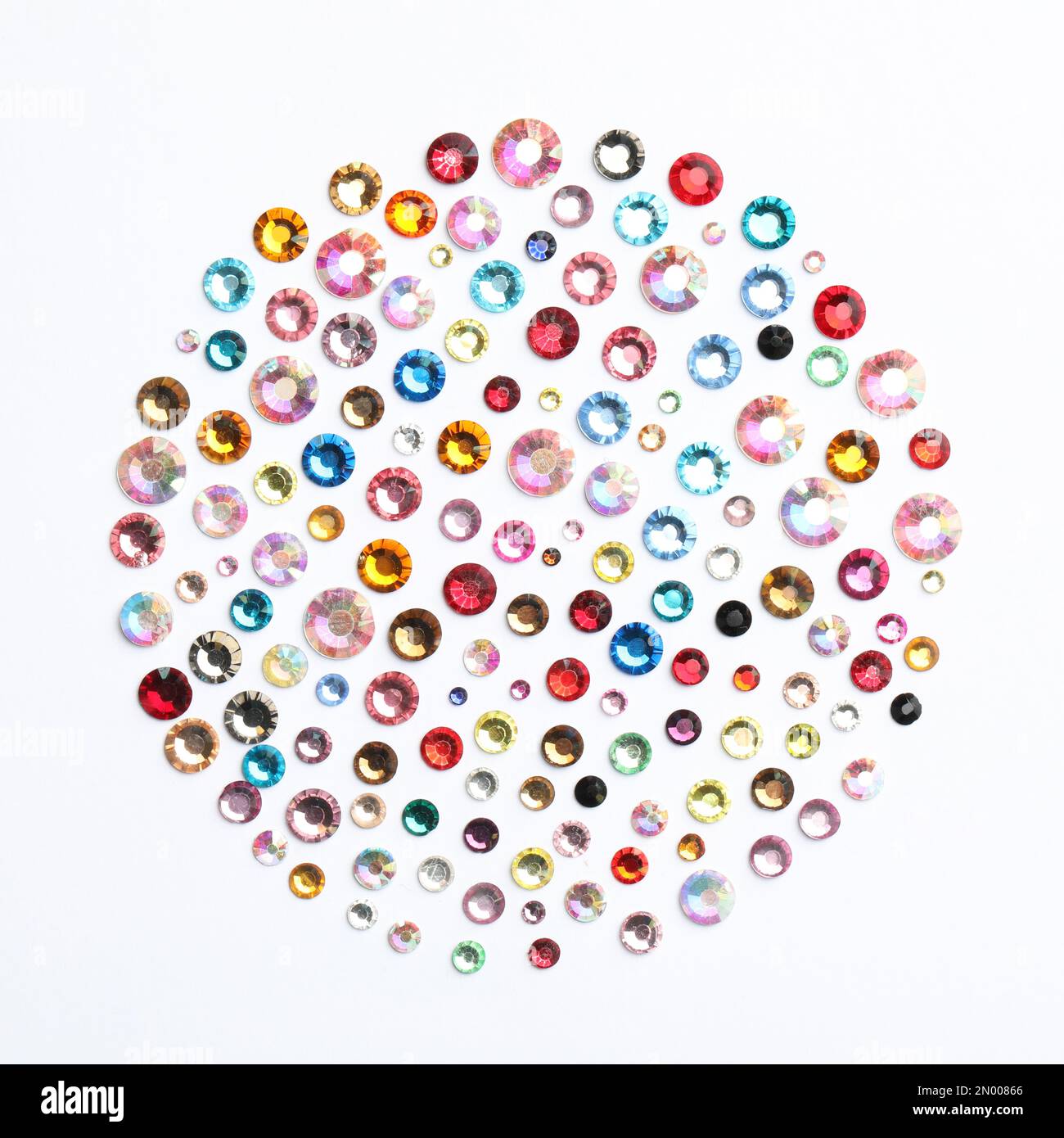 Different beautiful gemstones on white background, top view Stock Photo ...