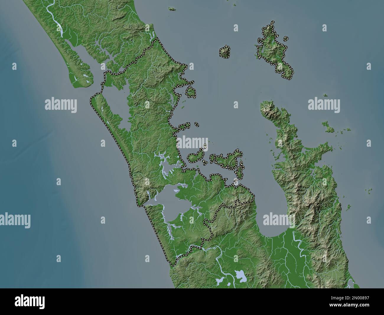 Auckland, regional council of New Zealand. Elevation map colored in ...