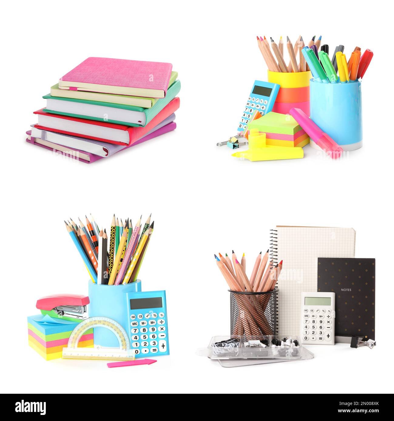 Set of bright school stationery on white background Stock Photo - Alamy