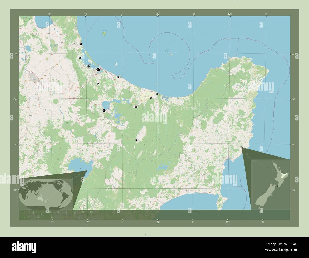 Bay of Plenty, regional council of New Zealand. Open Street Map ...