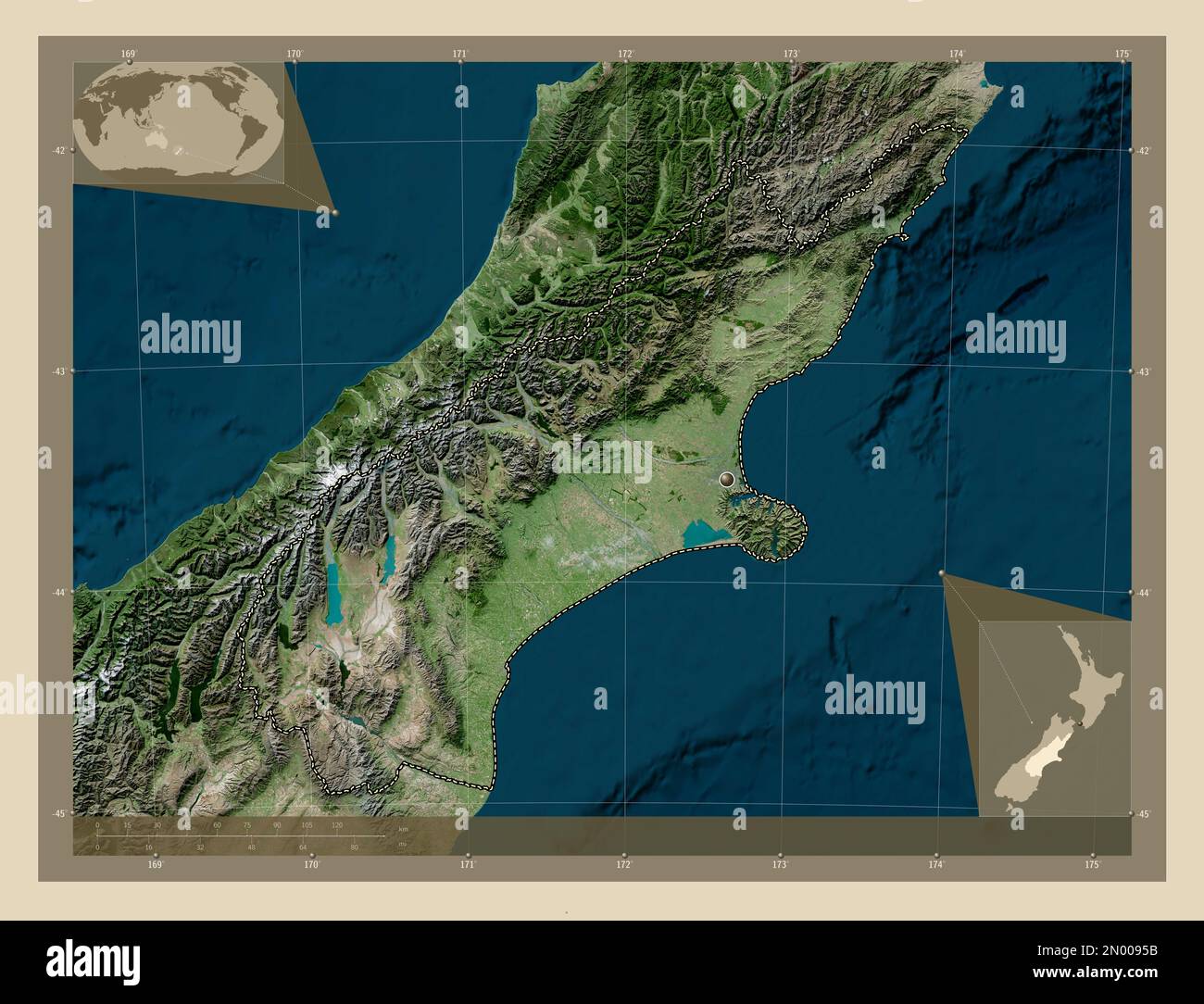 Canterbury, regional council of New Zealand. High resolution satellite ...