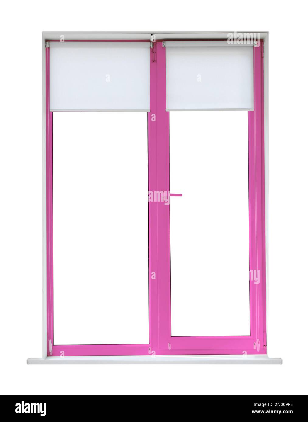 Modern plastic window with pink frame on white background Stock Photo ...