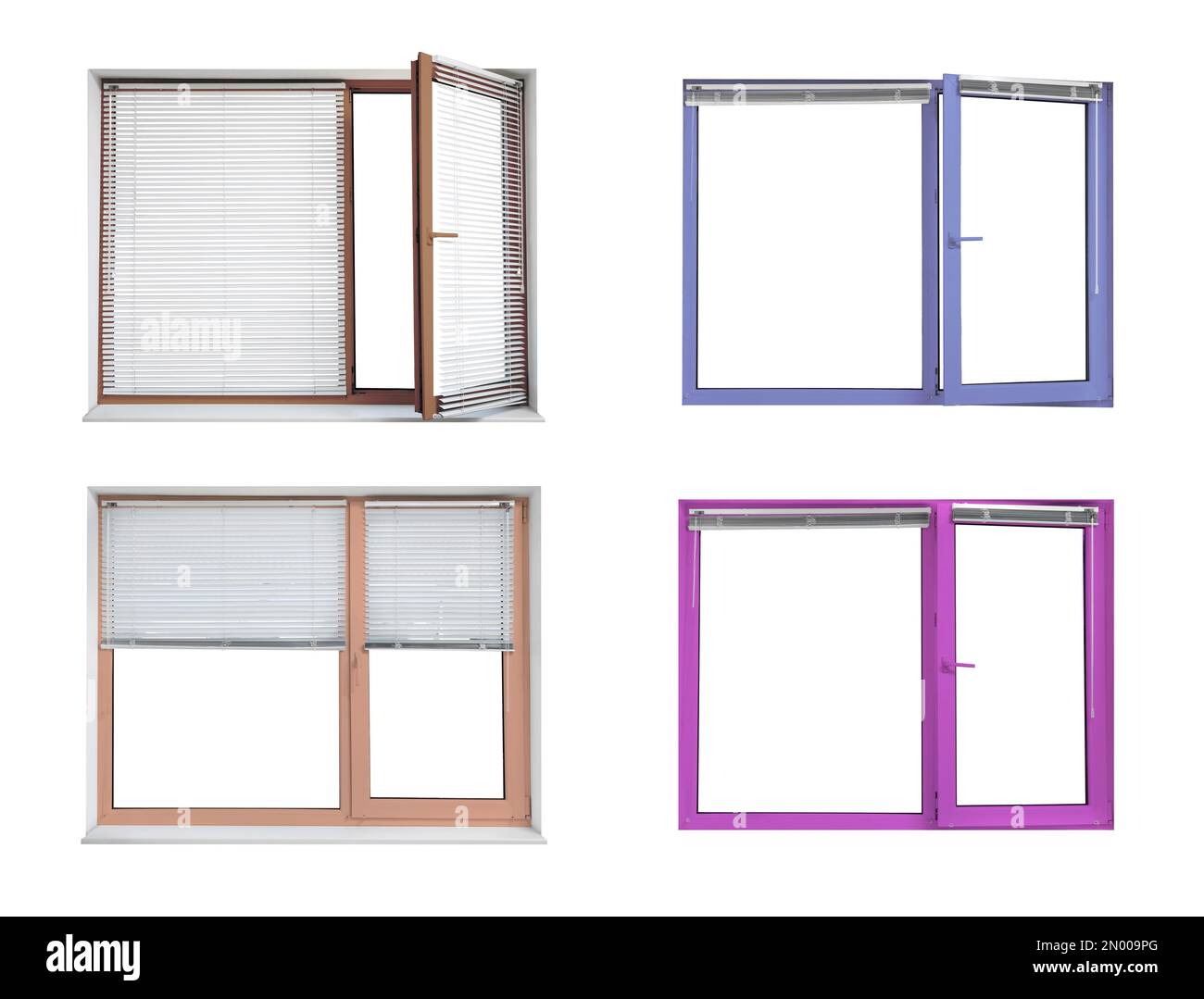 Set of modern windows in different colors on white background Stock ...