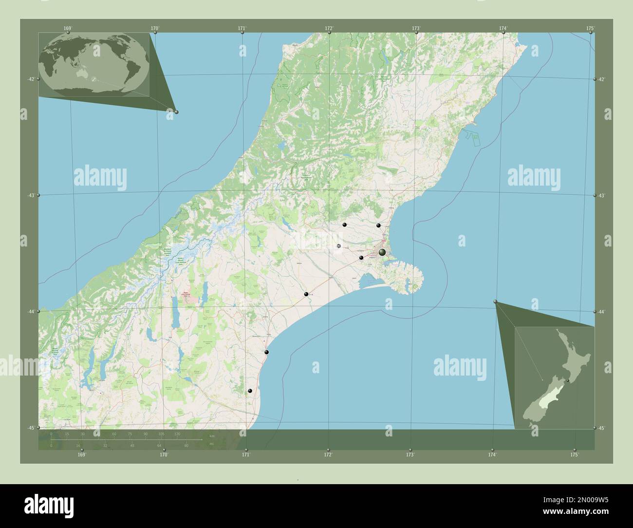 Canterbury, regional council of New Zealand. Open Street Map. Locations ...