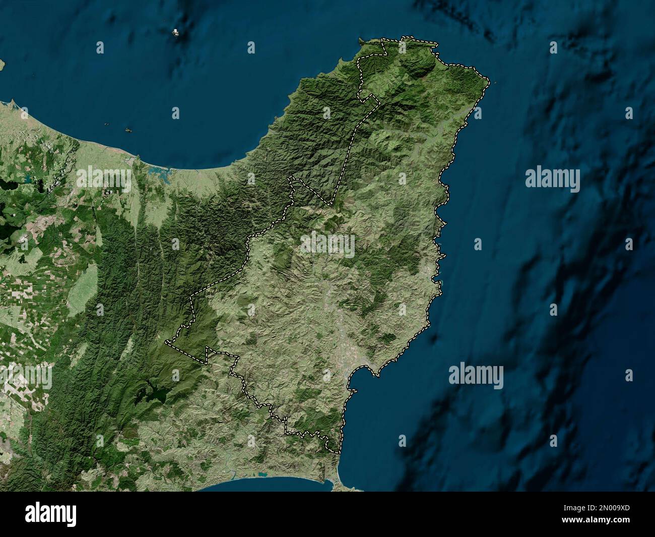 Gisborne, regional council of New Zealand. High resolution satellite ...