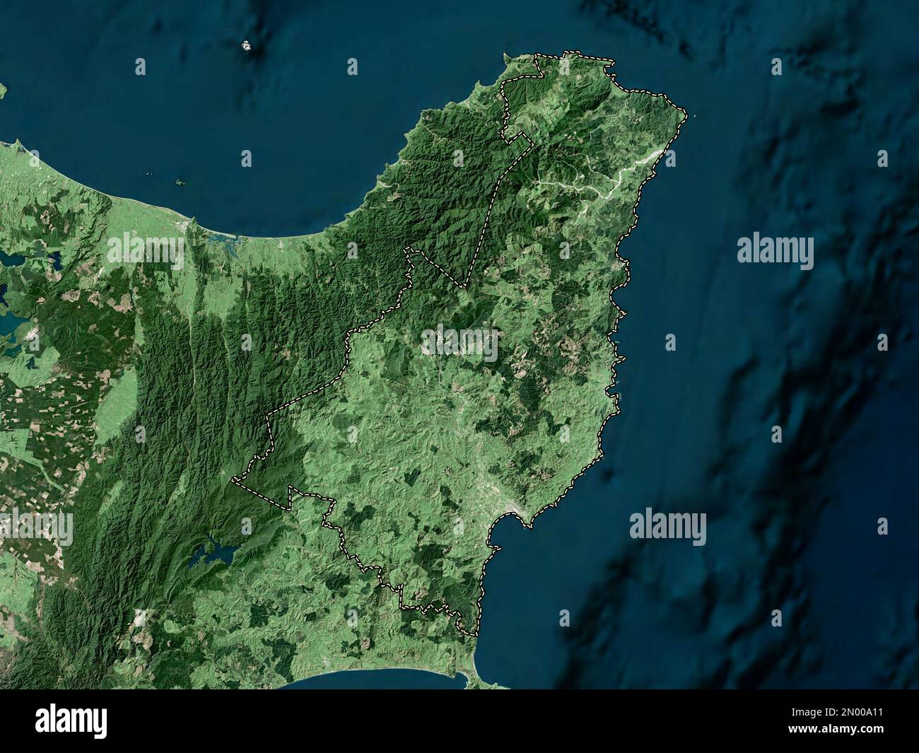 Gisborne, regional council of New Zealand. Low resolution satellite map ...