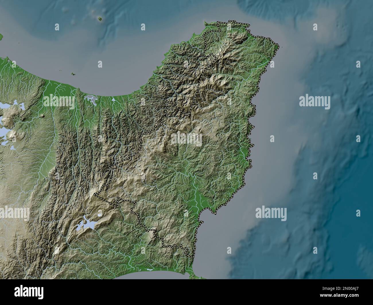 Gisborne, regional council of New Zealand. Elevation map colored in ...
