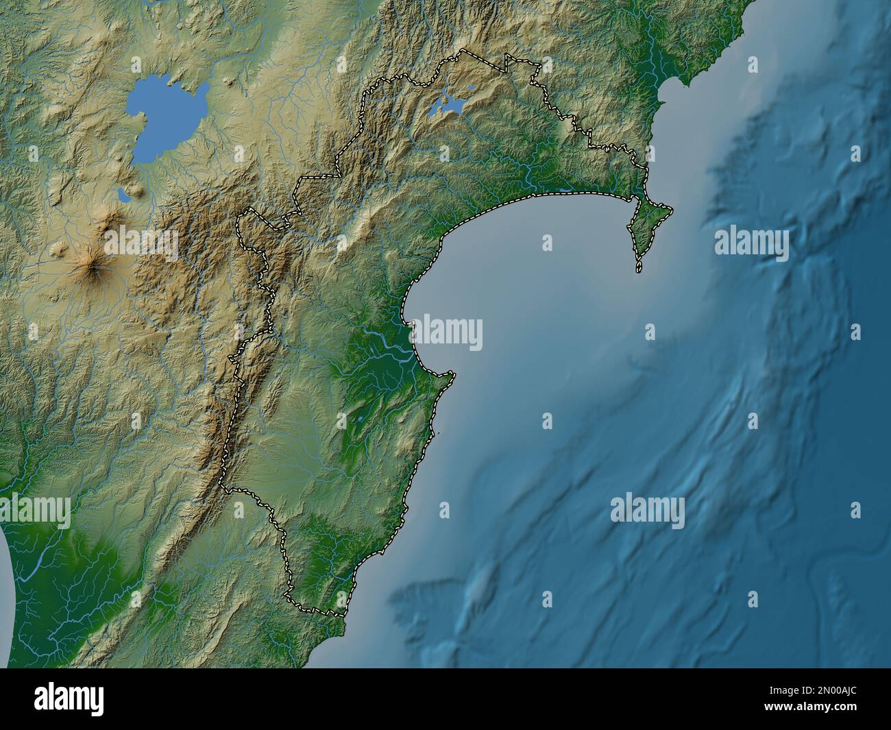 Hawke's Bay, regional council of New Zealand. Colored elevation map ...