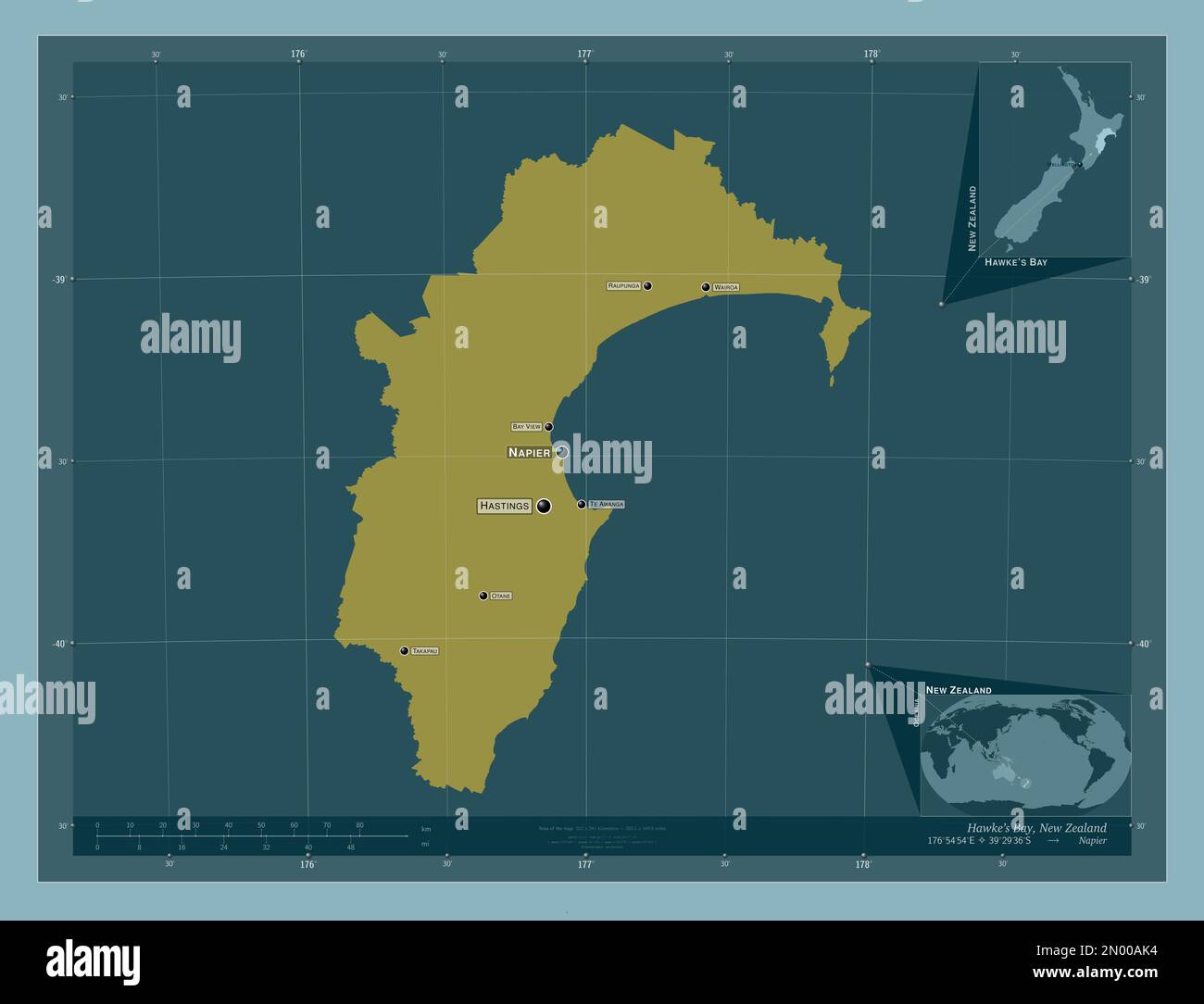 Hawke's Bay, regional council of New Zealand. Solid color shape ...