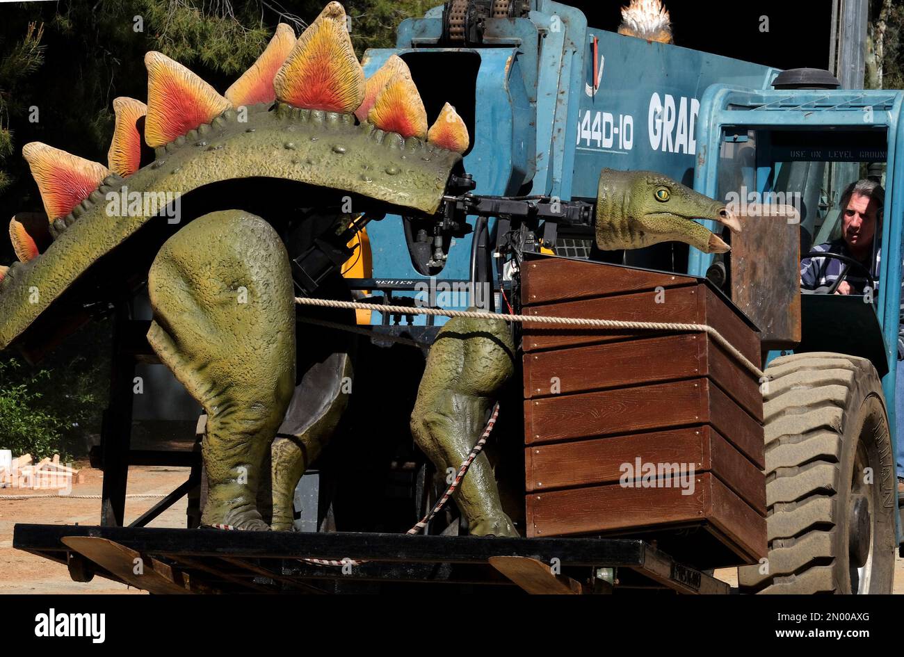 Life-size dinosaurs are delivered at the Los Angeles Zoo for the ...