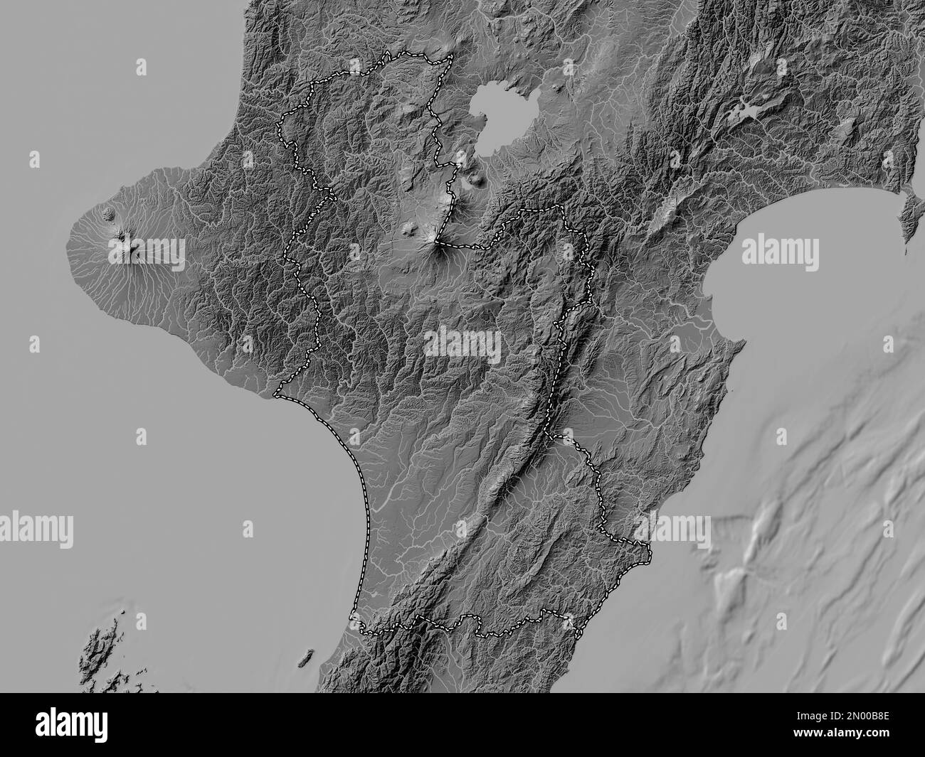Manawatu-Wanganui, regional council of New Zealand. Bilevel elevation ...
