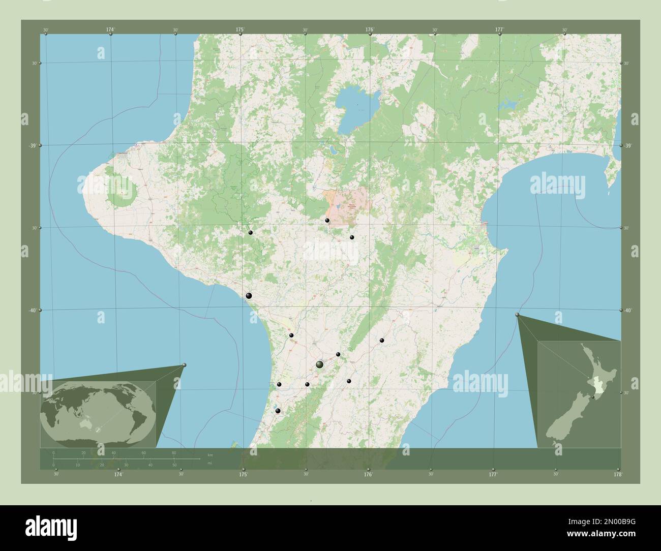 Manawatu-Wanganui, regional council of New Zealand. Open Street Map ...