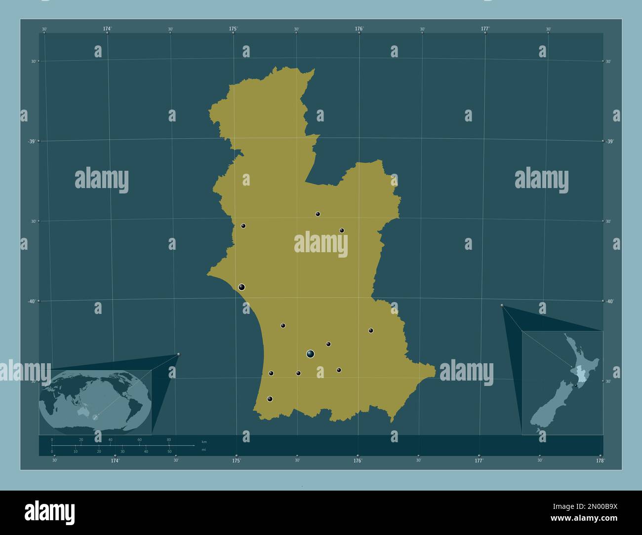 Manawatu-Wanganui, regional council of New Zealand. Solid color shape ...