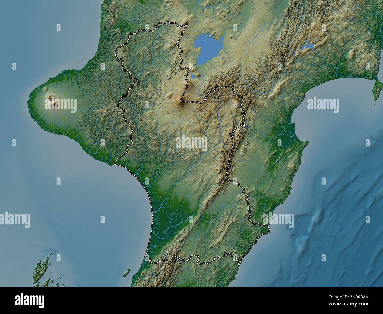 Manawatu-Wanganui, regional council of New Zealand. Colored elevation ...