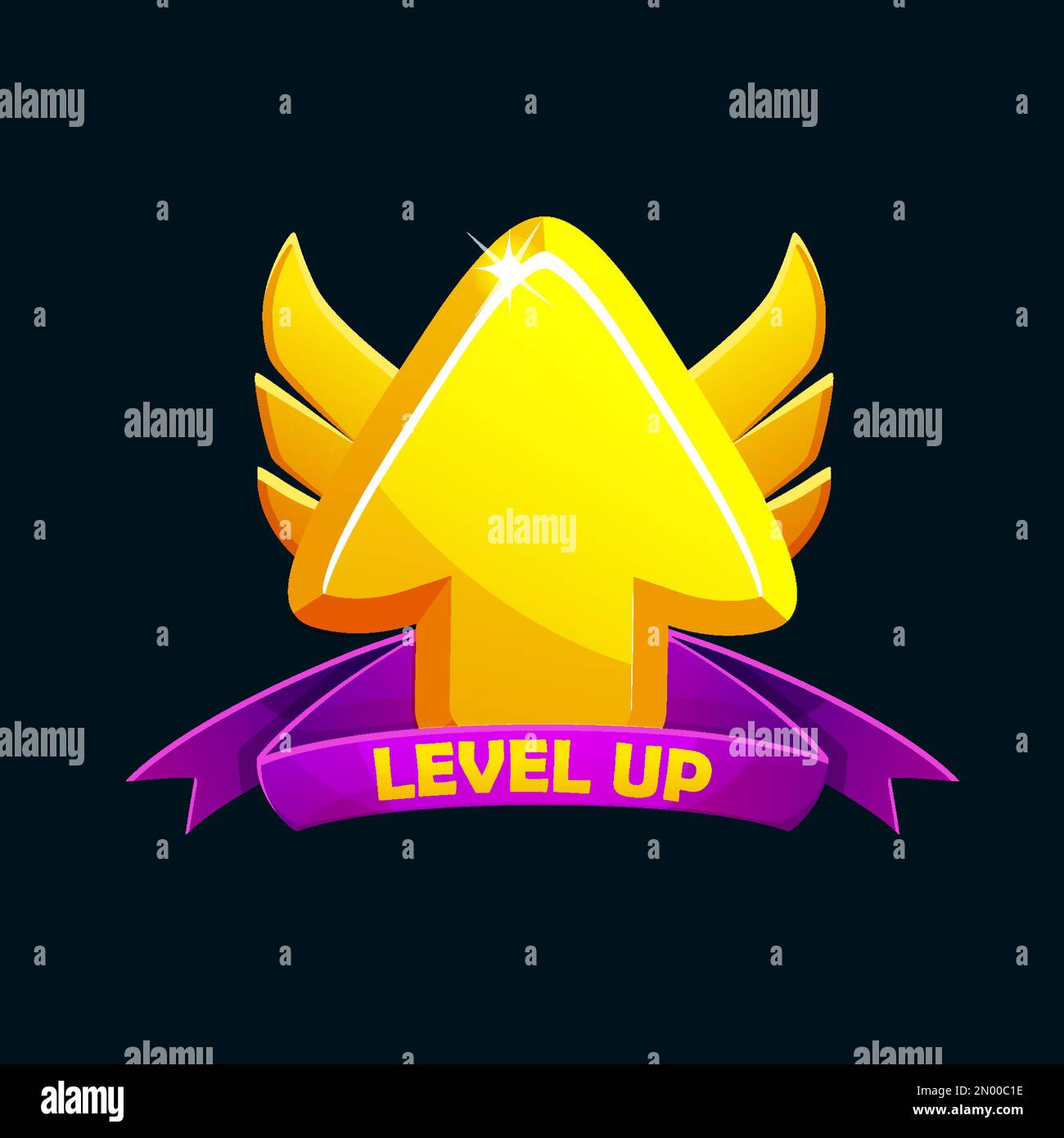 Level up icon with arrow and award ribbon. Level Up Sign Symbol Stock ...