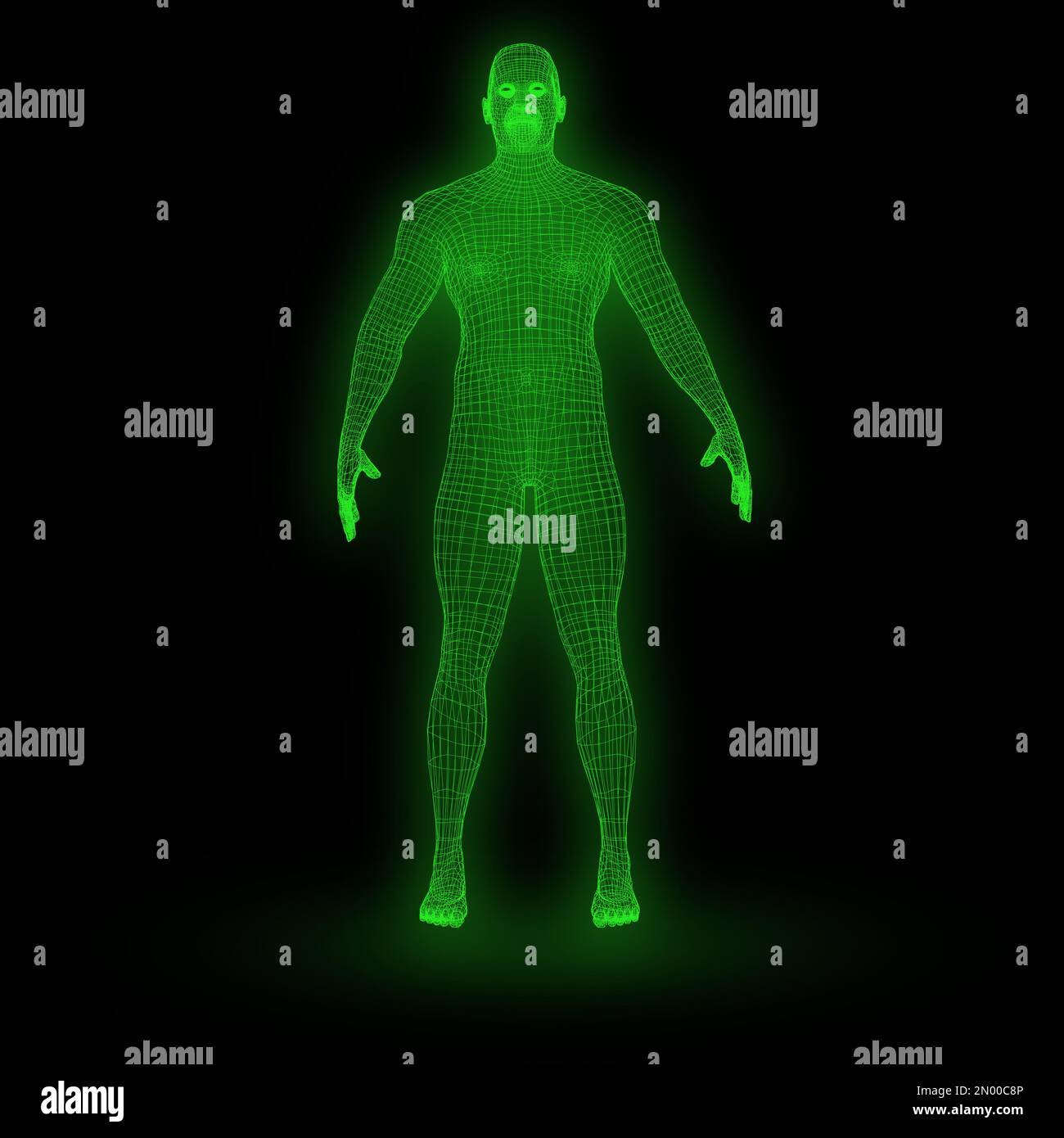 3d illustration. Illuminated digital man on black background Stock ...