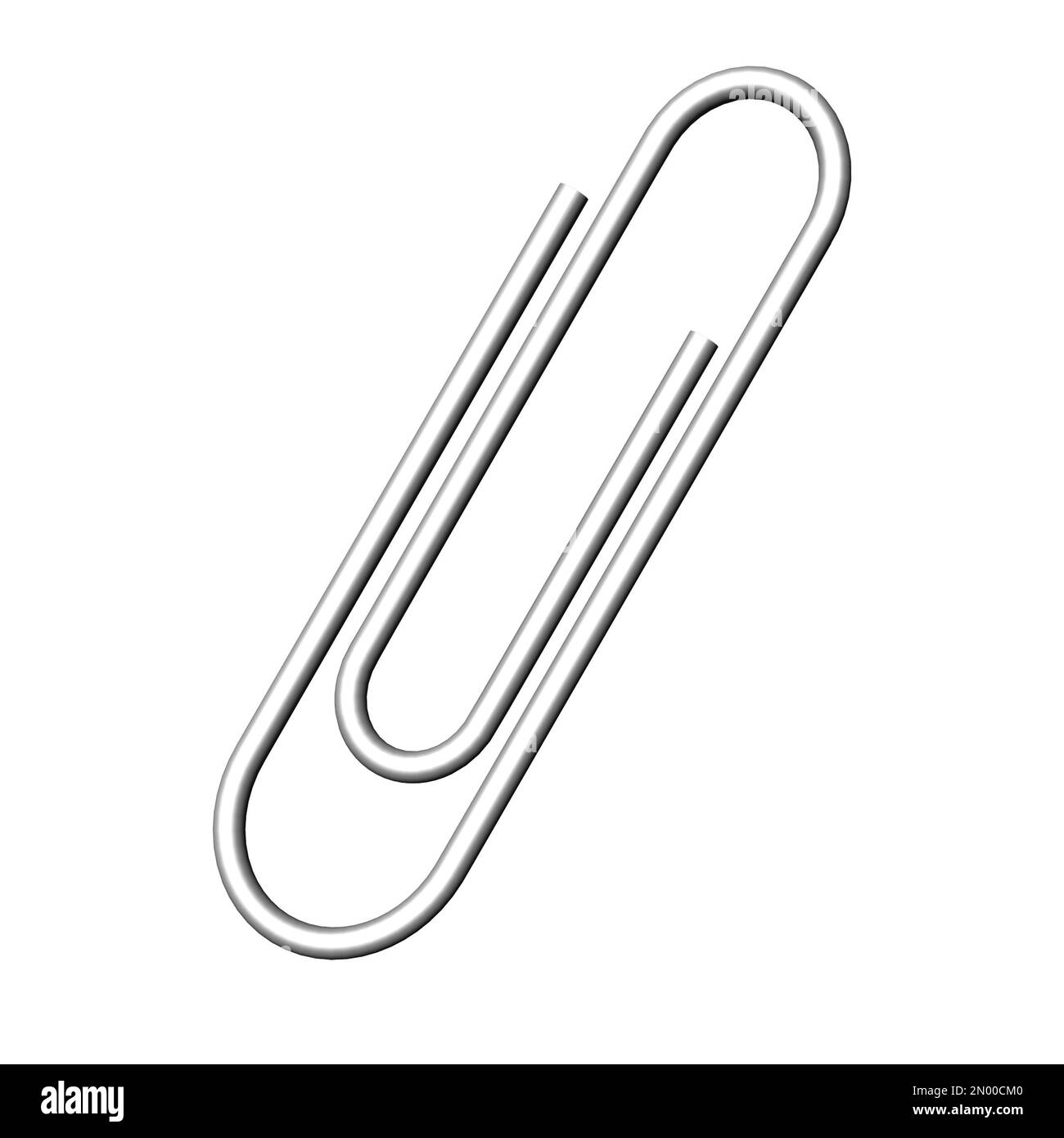 3d illustration. Single paper clip, isolated on white sheet of paper ...