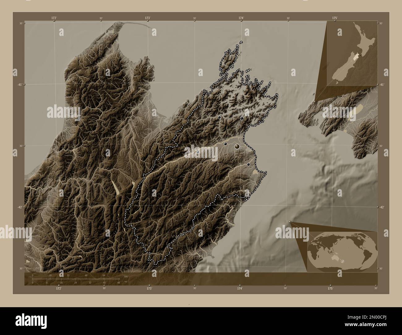 Marlborough new zealand map hi-res stock photography and images - Alamy