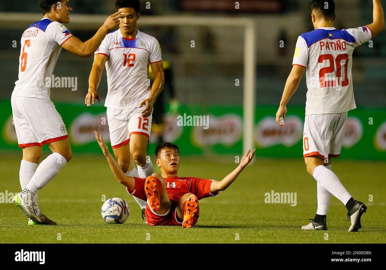 North Korean player So Kyong Jin (14) gestures after fouling Luke ...