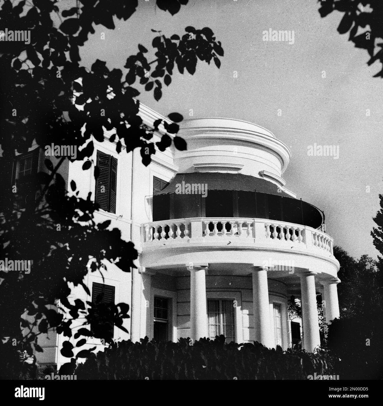 A veranda in the back of "Mon Repos," the Greek royal summer residence ...