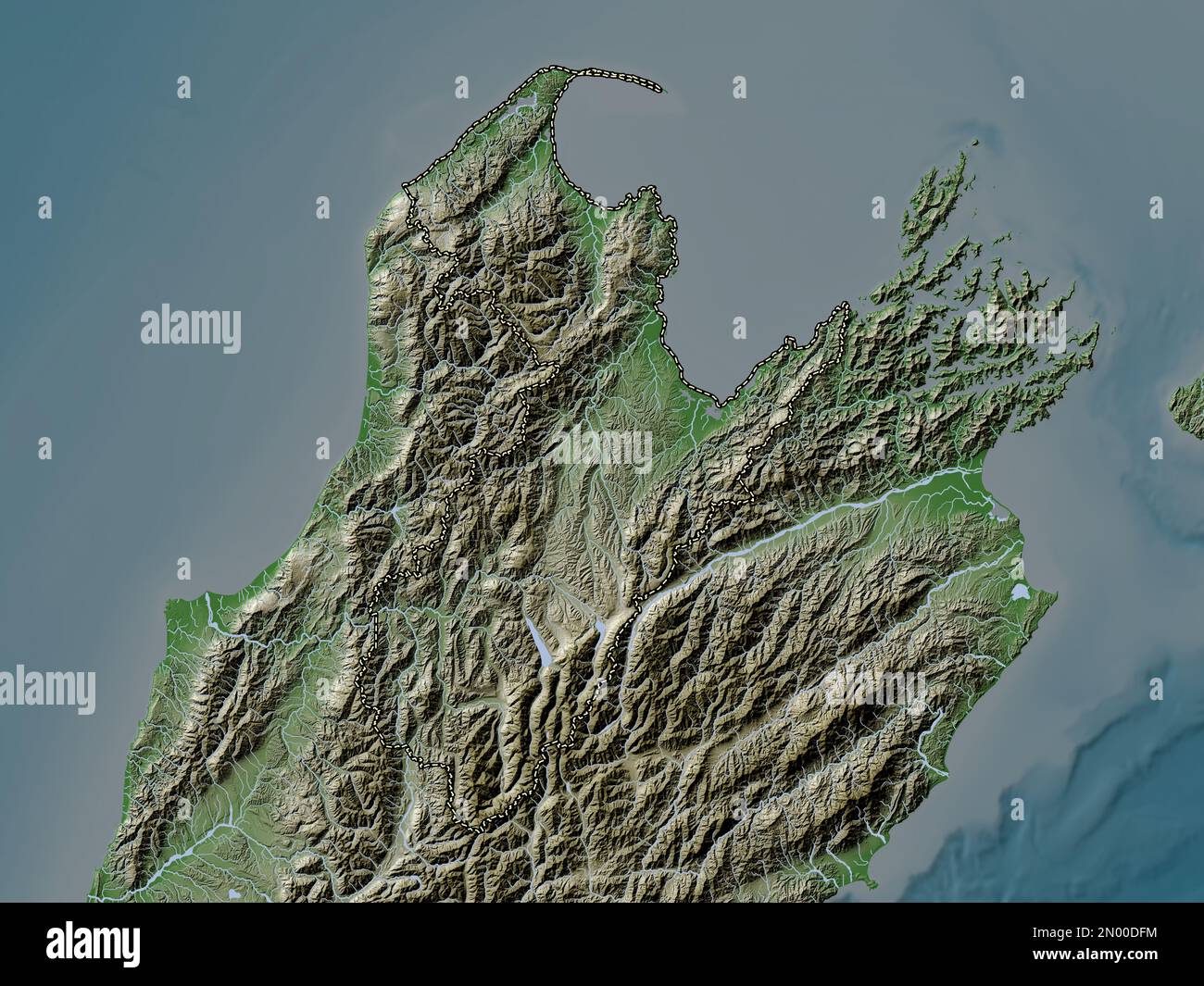 Nelson, unitary authority of New Zealand. Elevation map colored in wiki ...