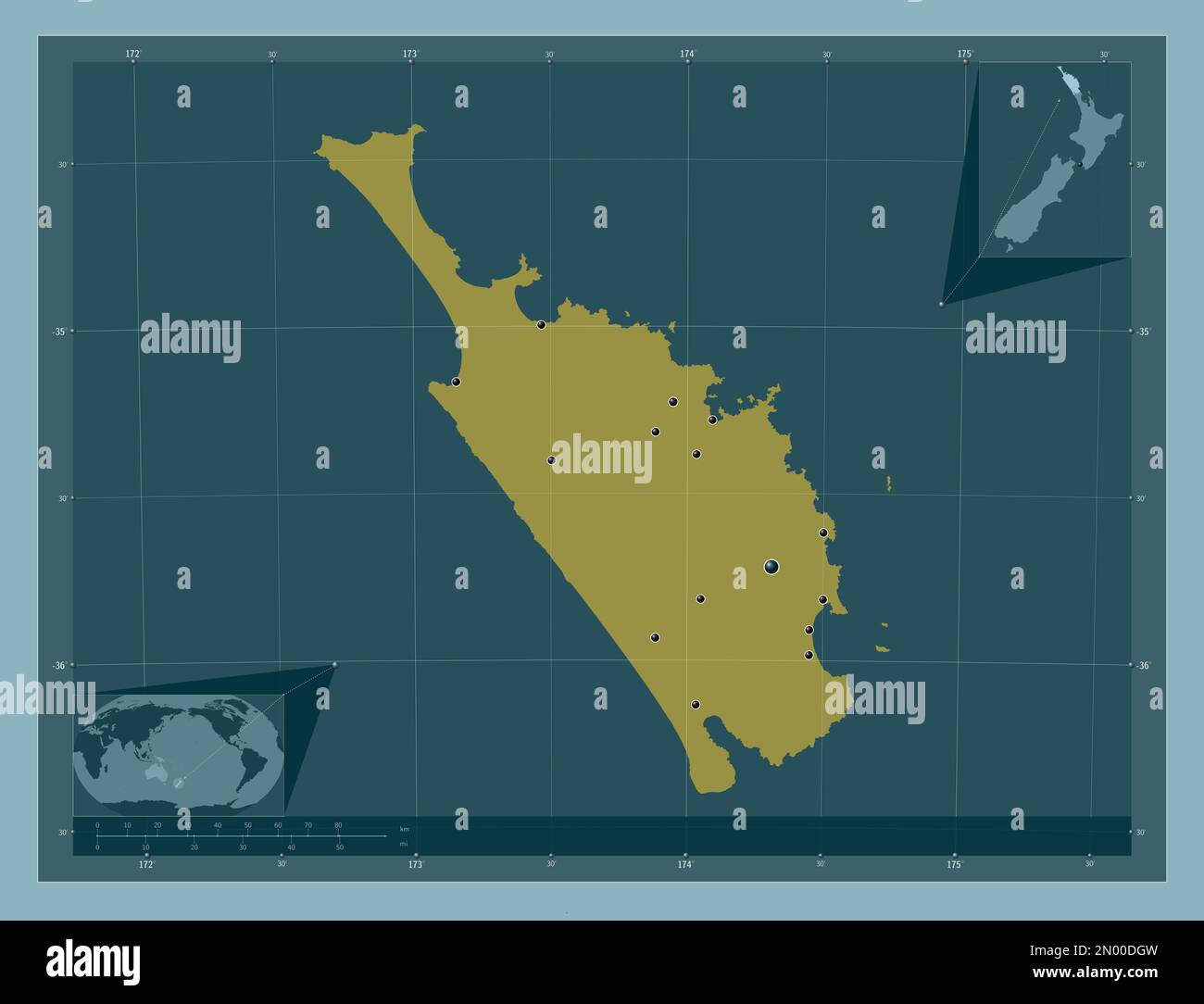 Northland, regional council of New Zealand. Solid color shape ...