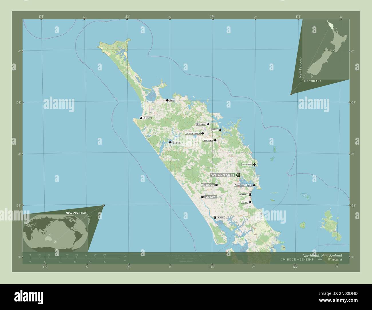 Northland, regional council of New Zealand. Open Street Map. Locations ...