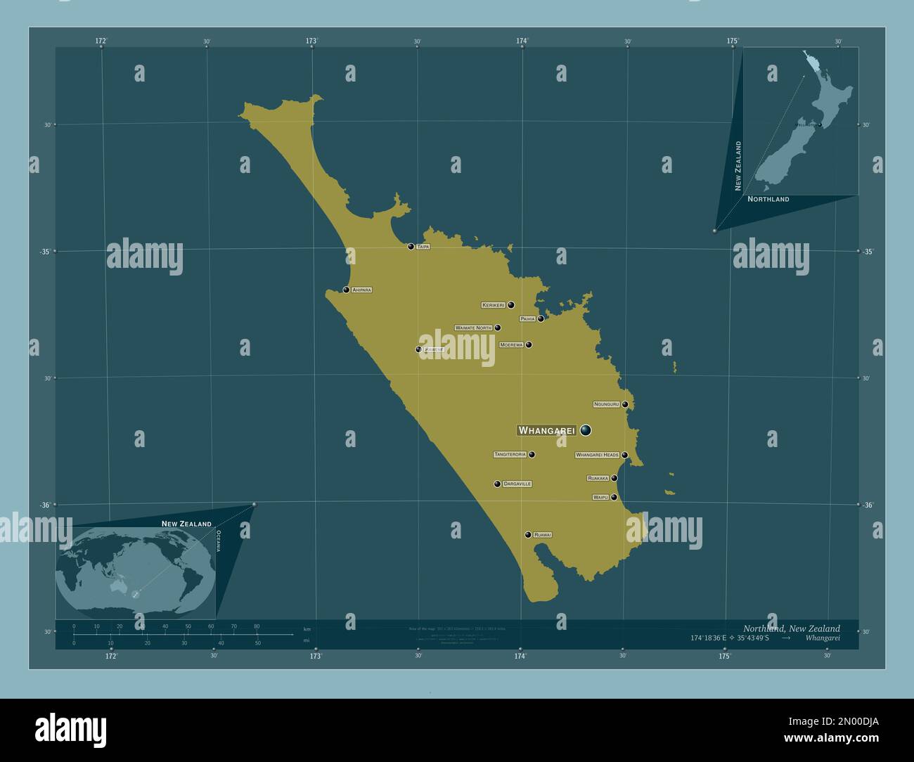 Northland, regional council of New Zealand. Solid color shape ...