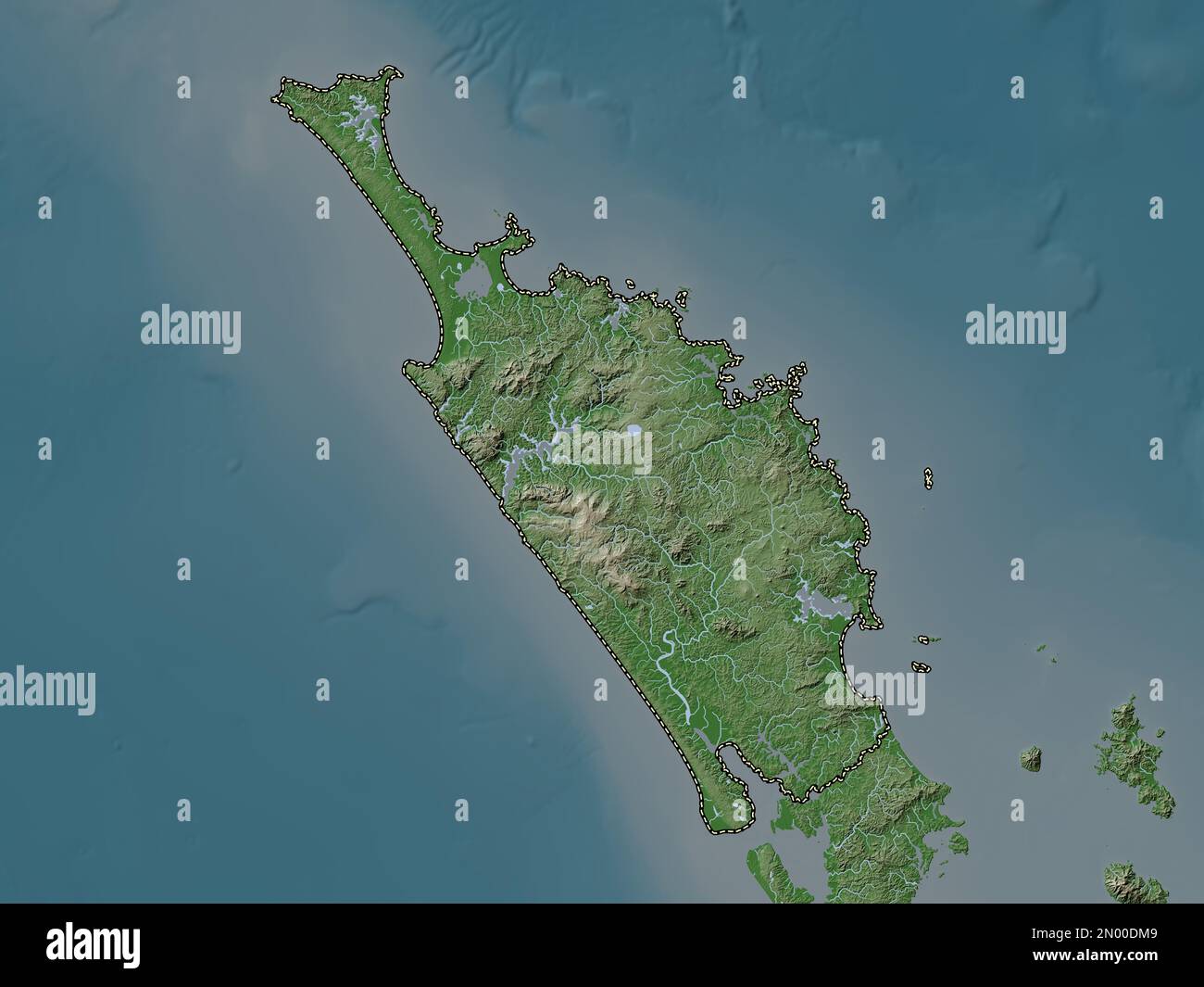 Northland, regional council of New Zealand. Elevation map colored in ...