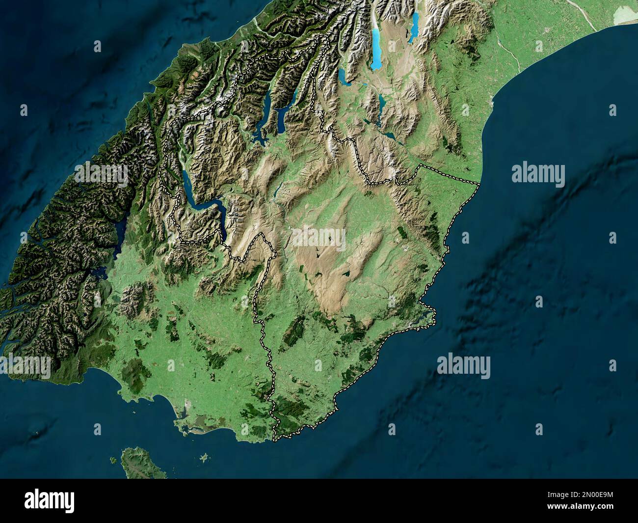 Otago, regional council of New Zealand. Low resolution satellite map ...