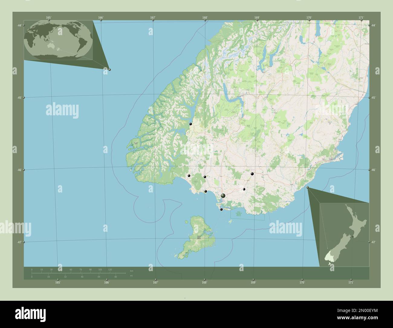 Southland, regional council of New Zealand. Open Street Map. Locations ...