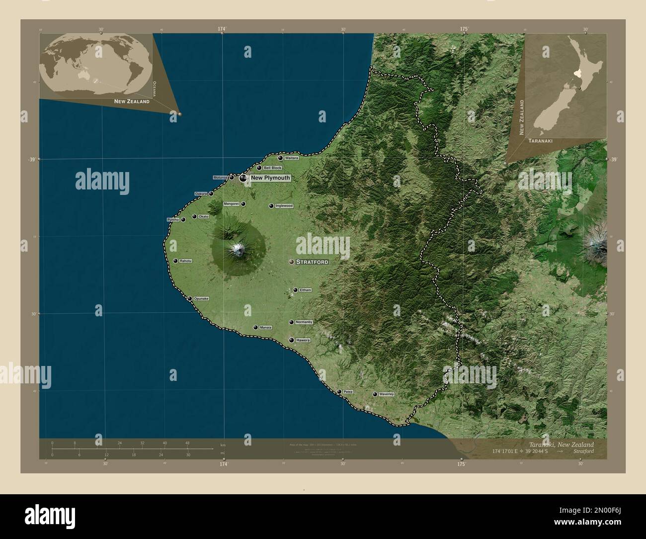 Taranaki, regional council of New Zealand. High resolution satellite ...