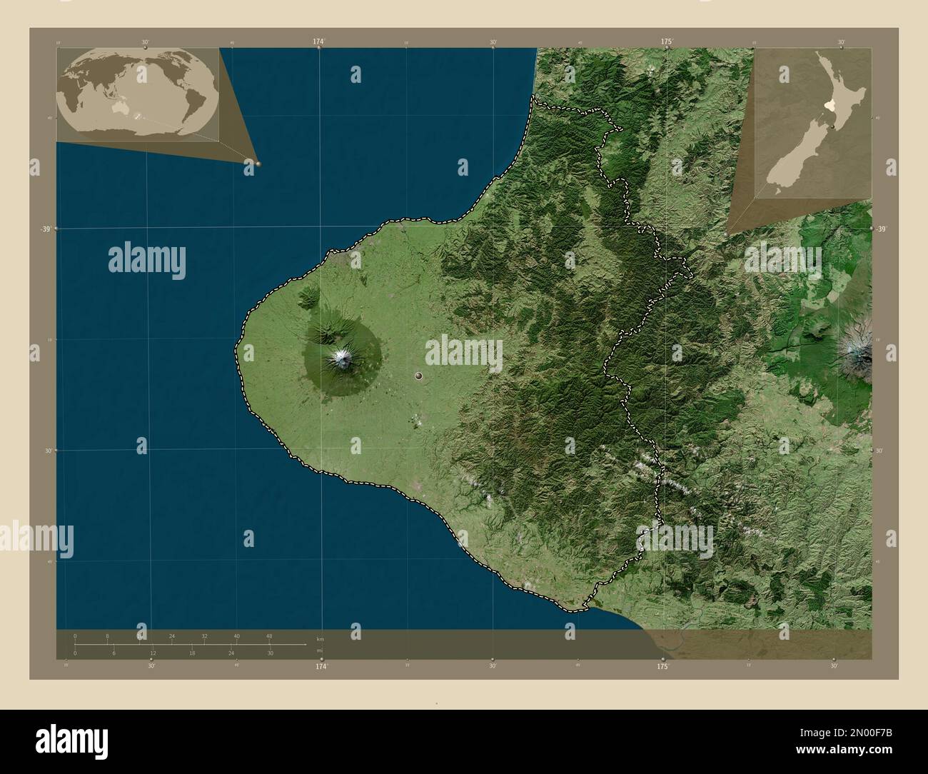 Taranaki, regional council of New Zealand. High resolution satellite ...