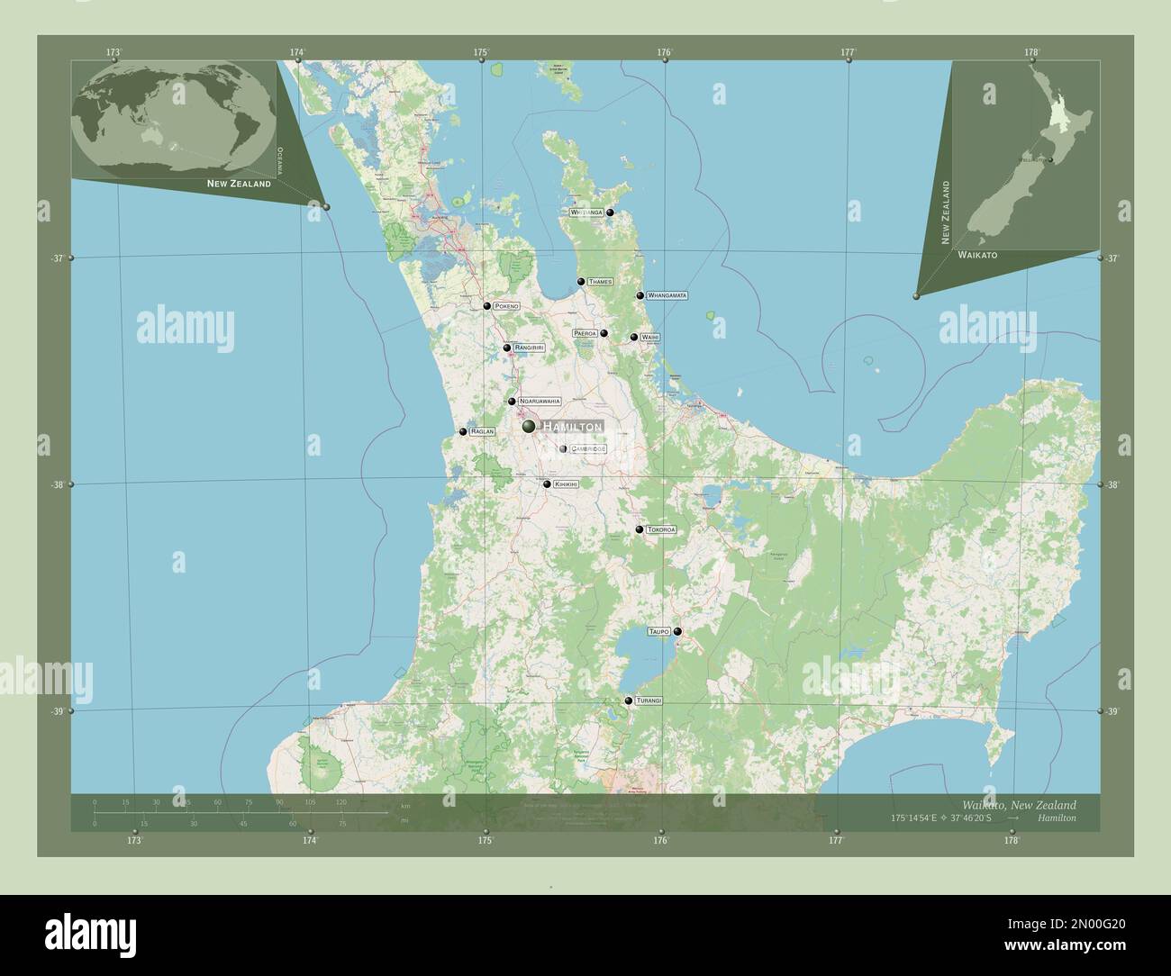Waikato, regional council of New Zealand. Open Street Map. Locations ...