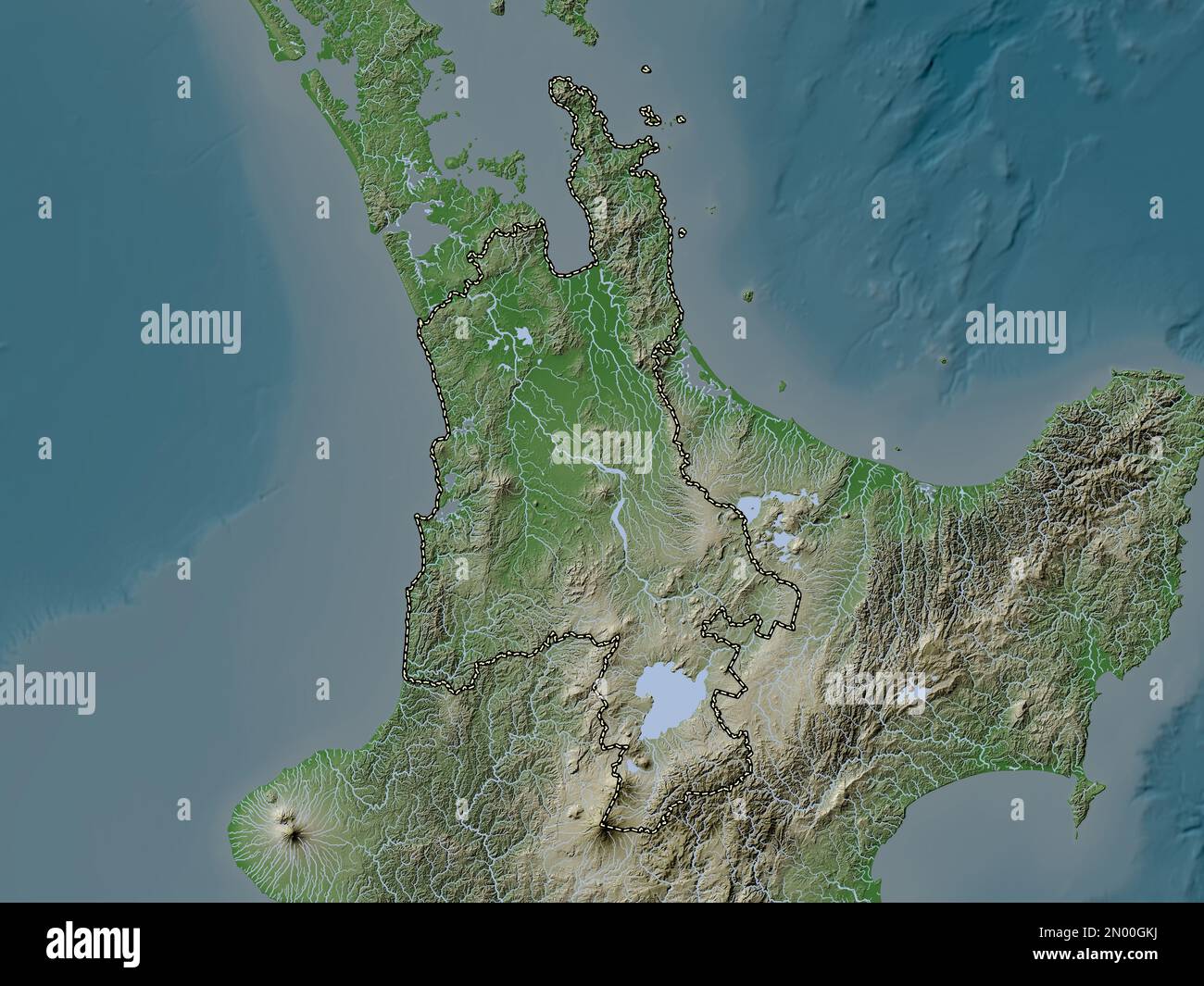 Waikato, regional council of New Zealand. Elevation map colored in wiki ...