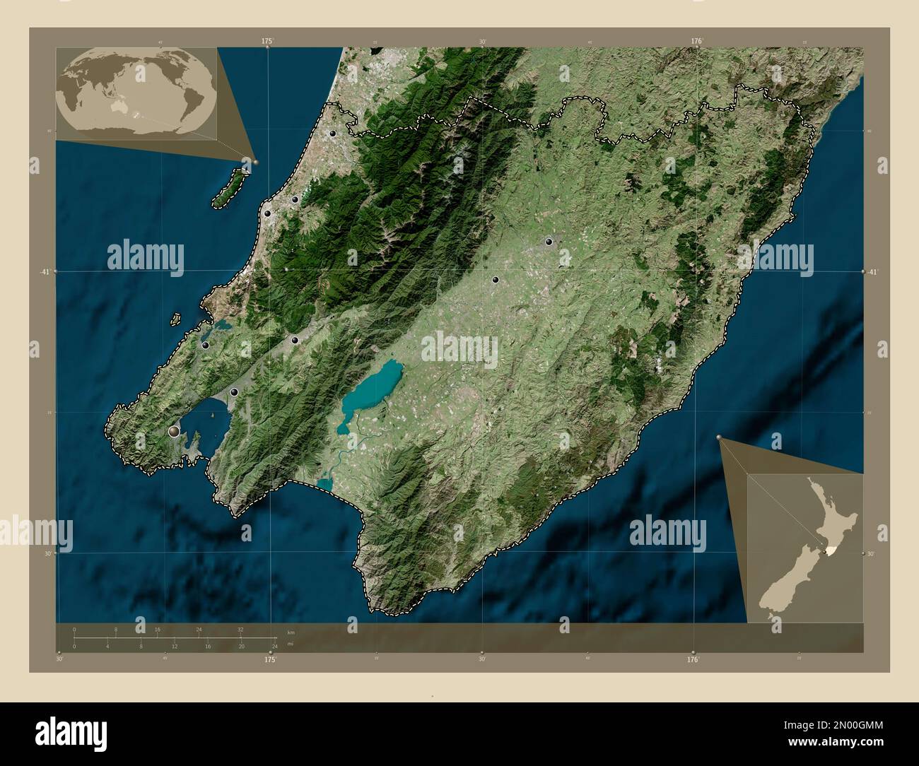 Wellington, regional council of New Zealand. High resolution satellite ...